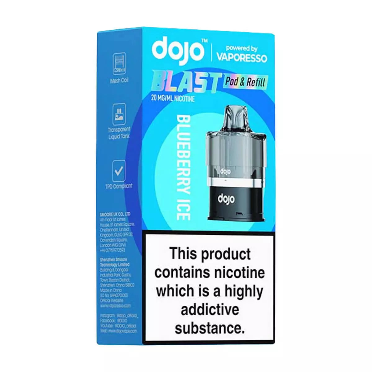Blueberry Ice DoJo Blast 6000 Prefilled Pods – Vape 360 Uk